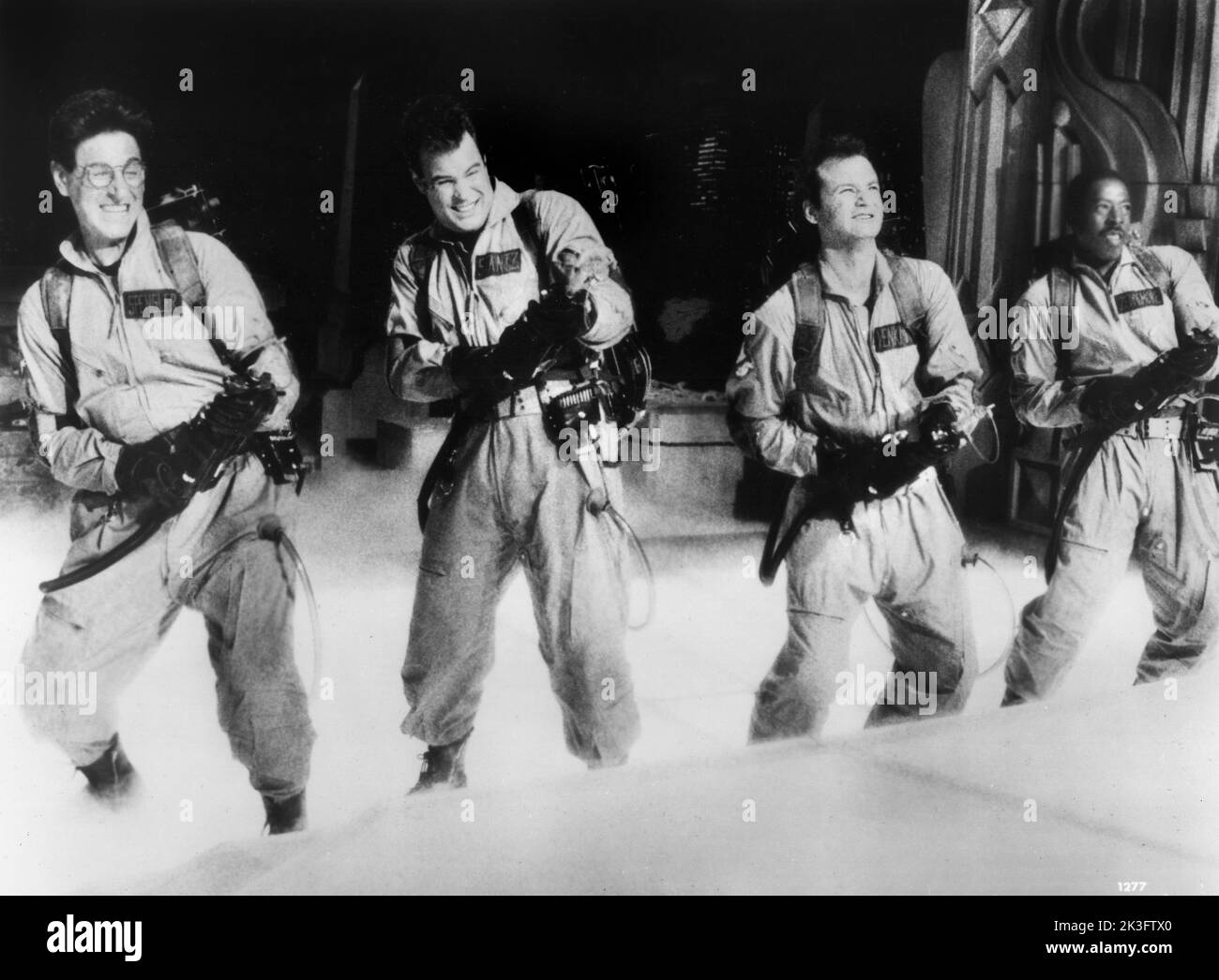 Harold Ramis, Dan Aykroyd, Bill Murray, Ernie Hudson, on-set of the ...