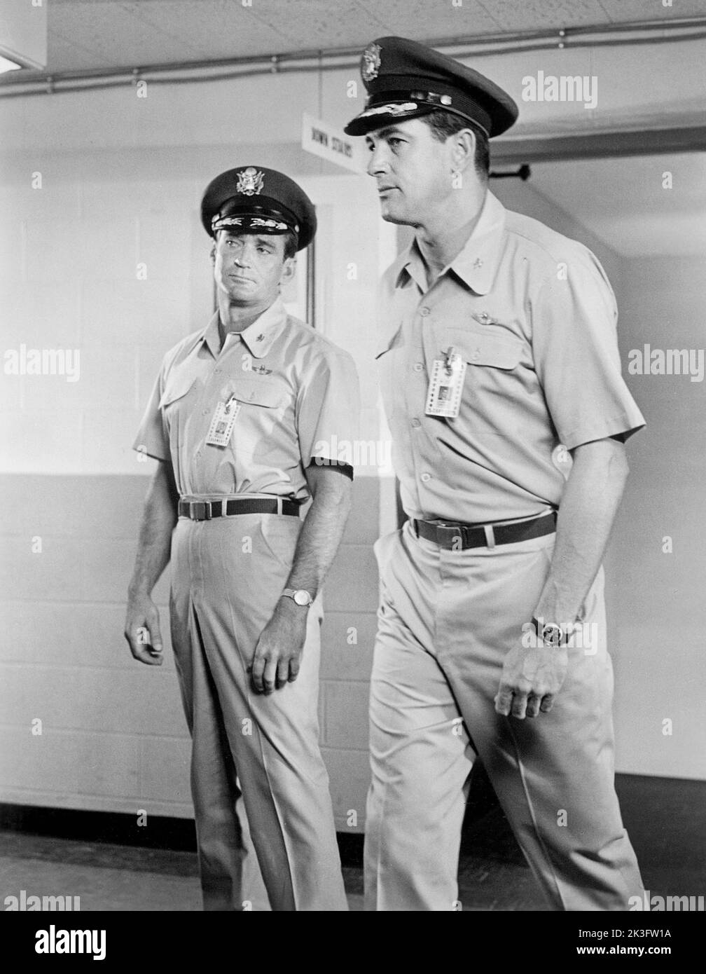 Rod Taylor, Rock Hudson, on-set of the Film, "A Gathering of Eagles ...