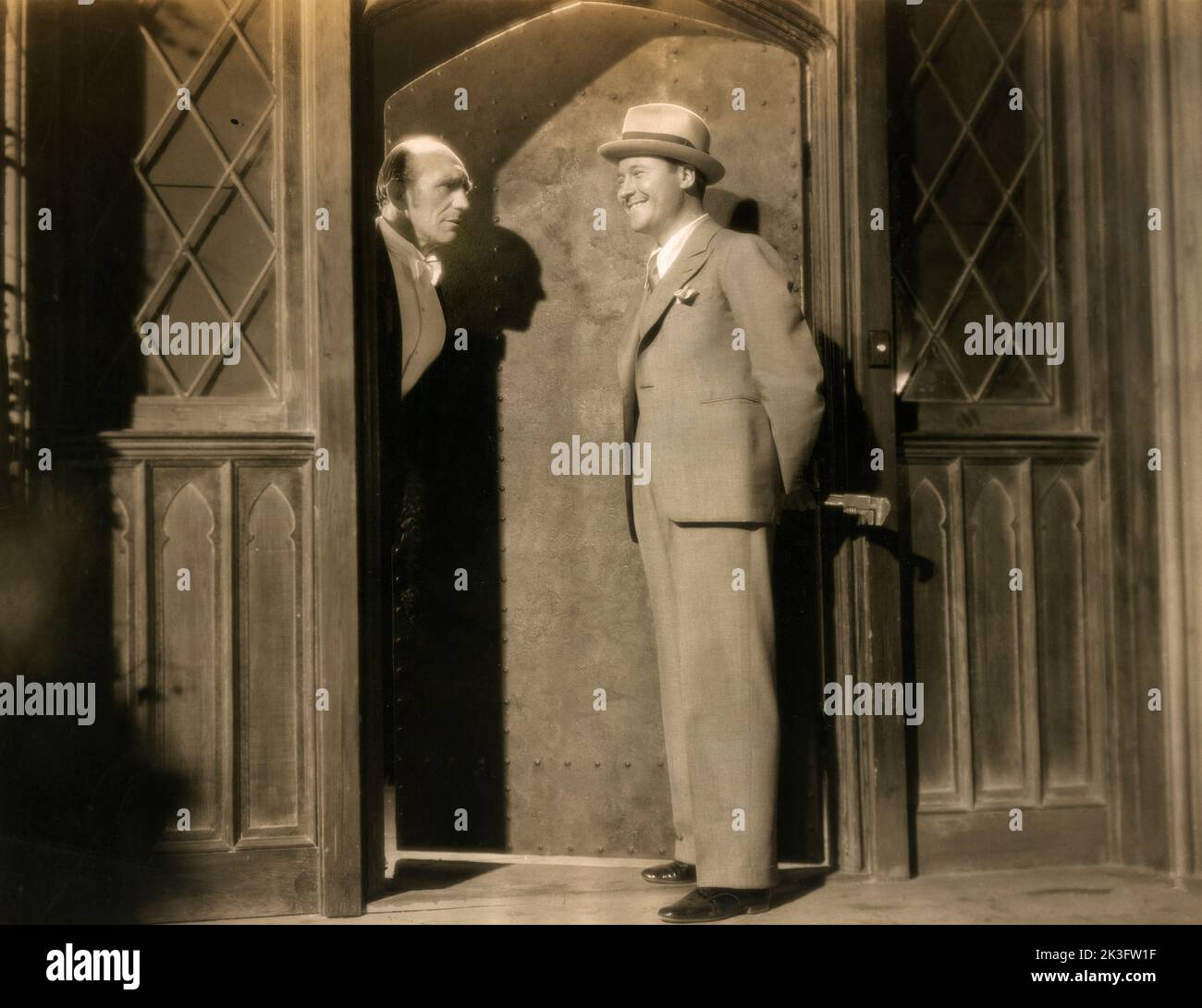 Jack Oakie, right, on-set of the Film, "The Gang Buster", Paramount ...