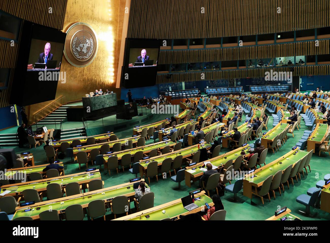 United Nations, UN headquarters in New York. 26th Sep, 2022. Csaba Korosi, president of the 77th ...