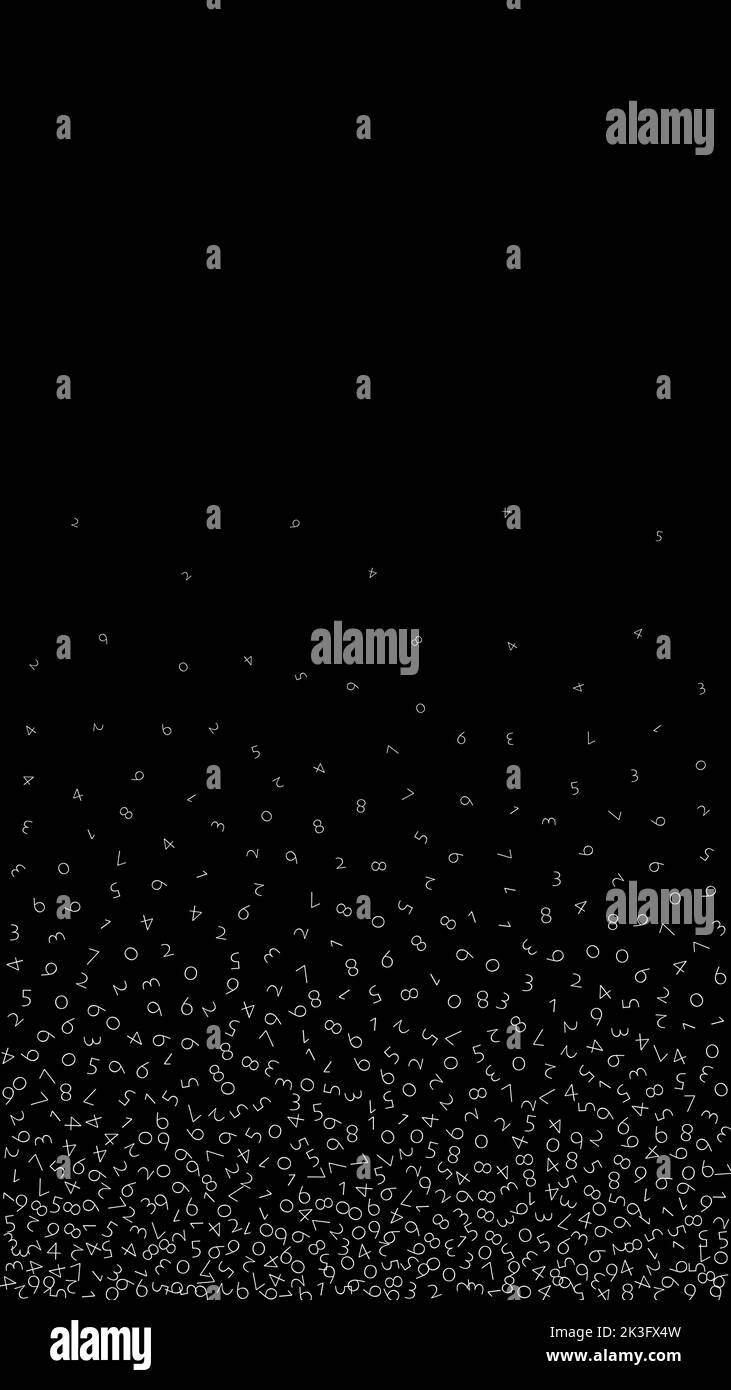 Falling numbers, big data concept. Binary white disorderly flying ...