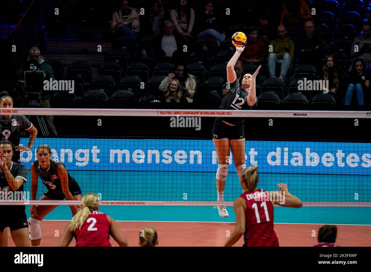 ARNHEM, NETHERLANDS - SEPTEMBER 26: Jennifer Cross of Canada serves ...