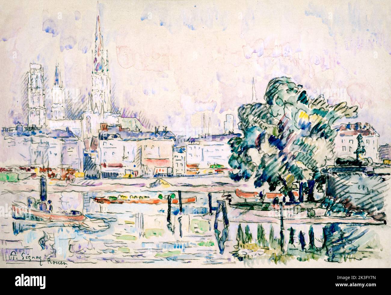 Rouen (ca. 1920) print in high resolution by Paul Signac. Original from ...