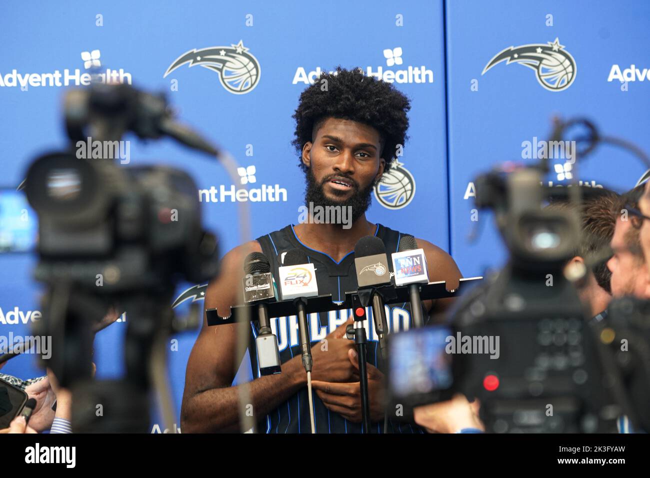 Orlando, Florida, USA, September 26, 2022, Jonathan Isaac #1 answering ...