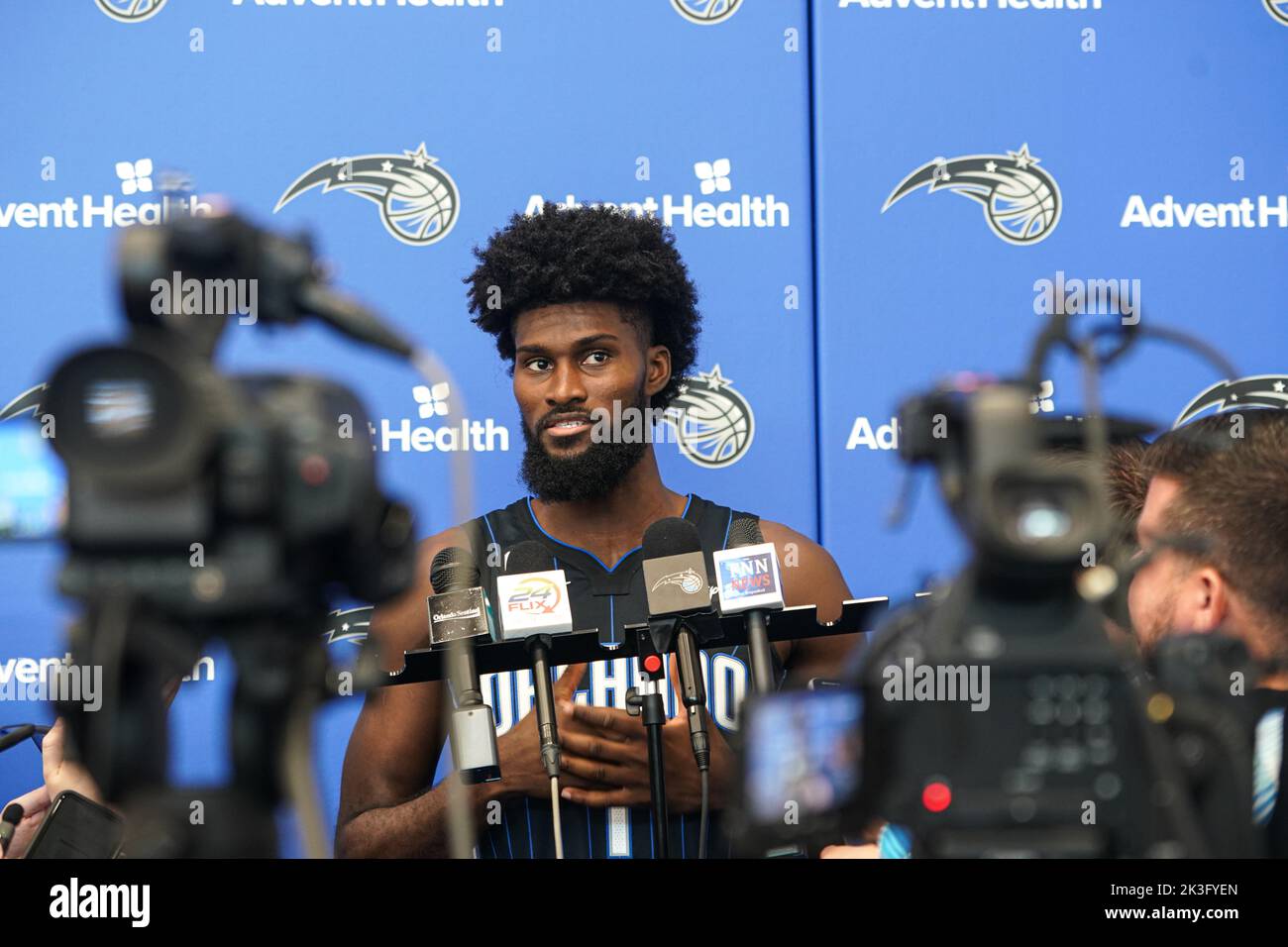 Orlando, Florida, USA, September 26, 2022, Jonathan Isaac #1 answering ...