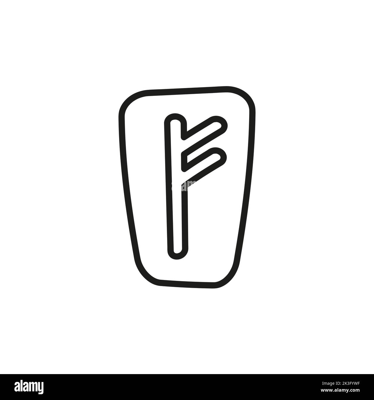 Fehu rune written on a stone. Vector illustration. Isolated on white ...