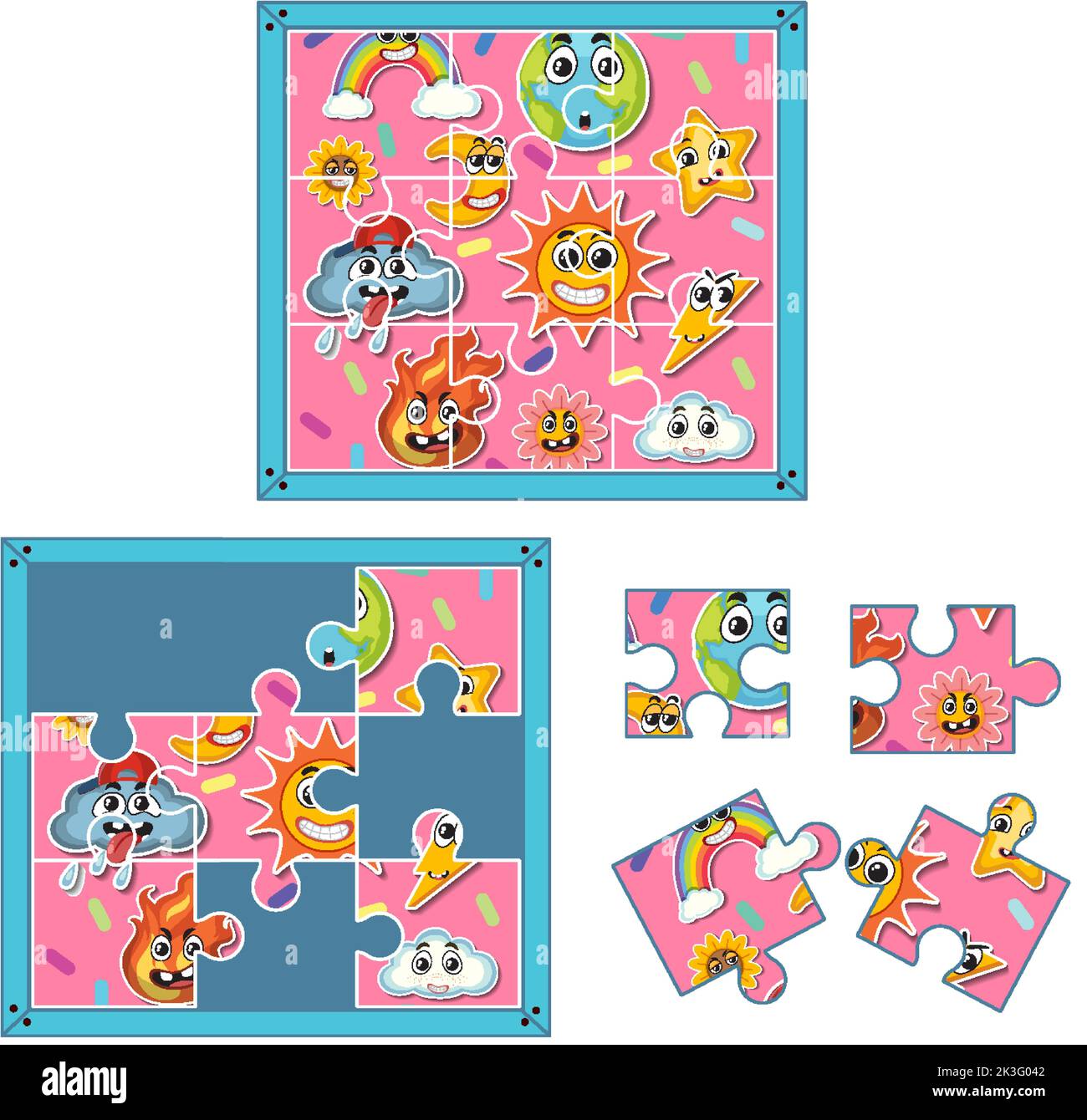Jigsaw puzzle game template illustration Stock Vector Image & Art - Alamy