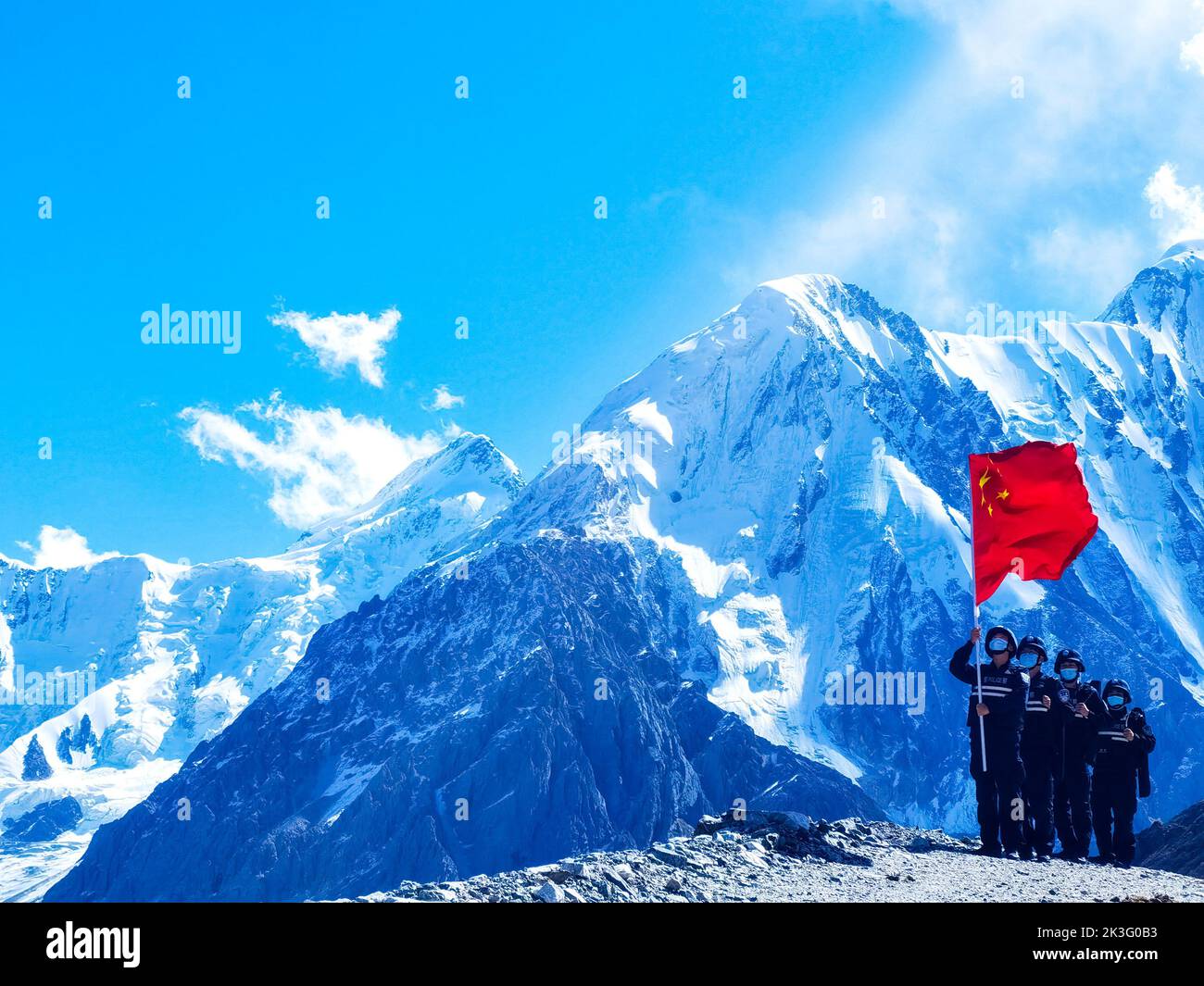 YILI, CHINA - SEPTEMBER 26, 2022 - Chinese policemen patrol the border ...