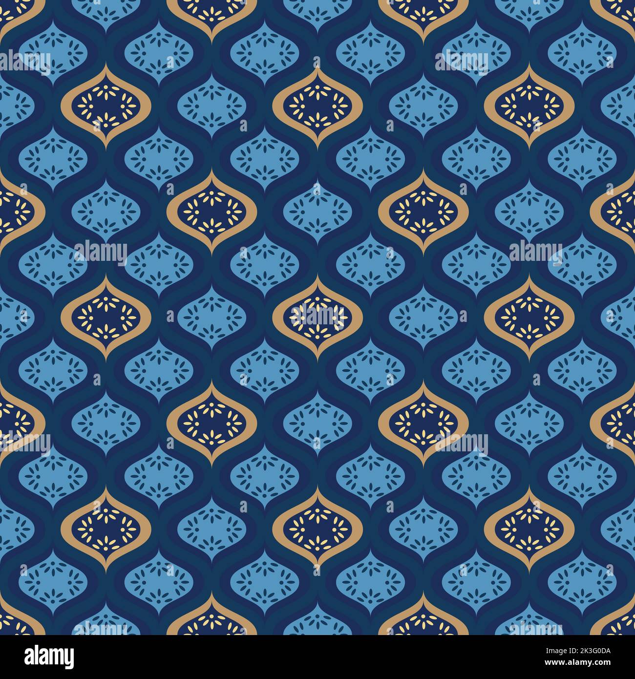 Ogee retro style seamless repeat pattern. Vector stock illustration ...