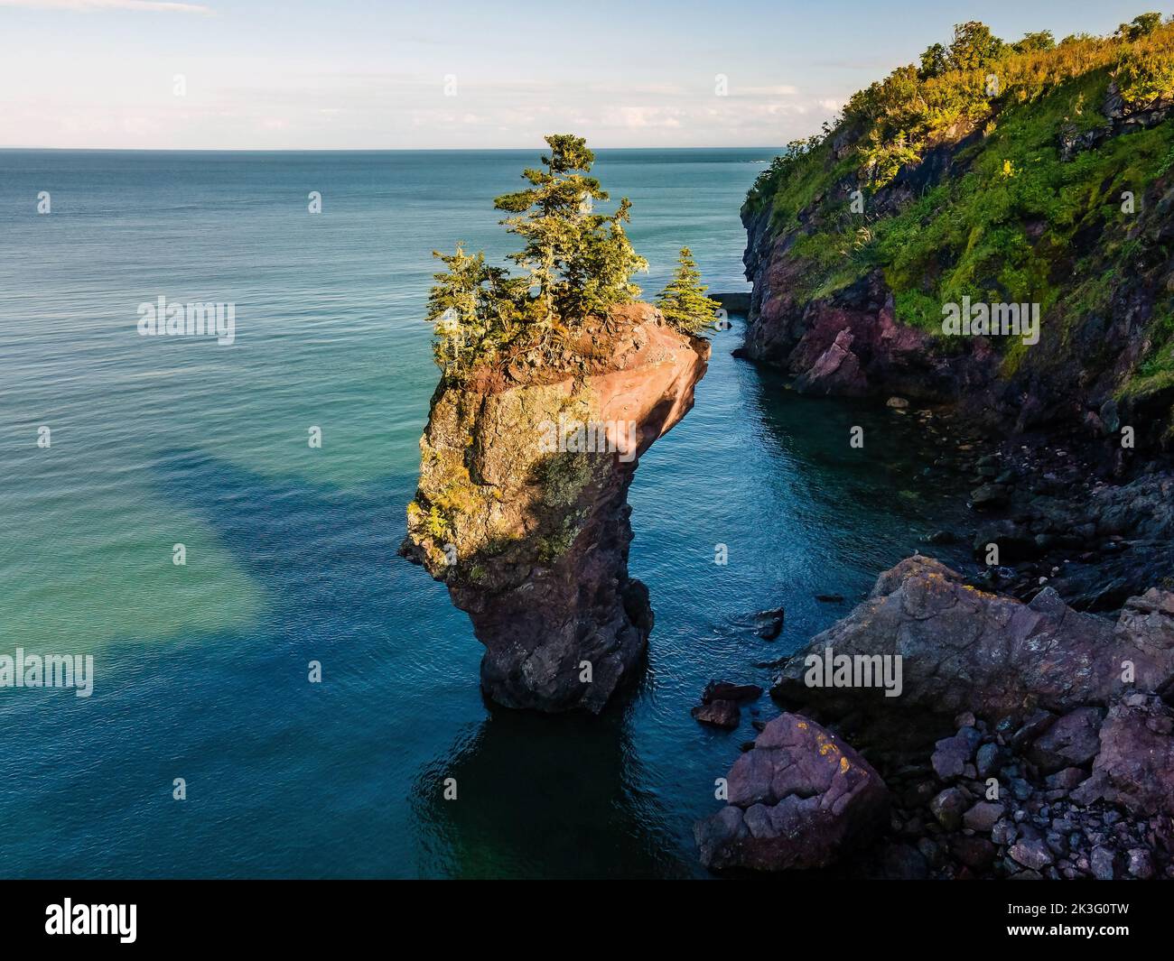 Scenic Aerial view of Quaco Head rock UNESCO Fundy Biosphere Reserve in ...
