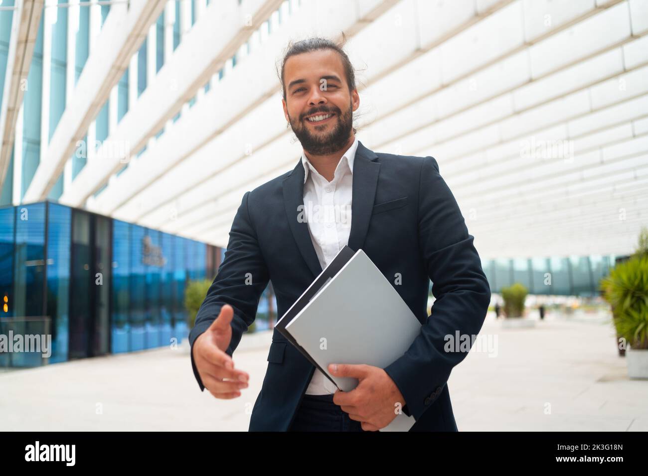 Business. Businessman Giving Hand For Handshake Welcome Gesture Adult ...