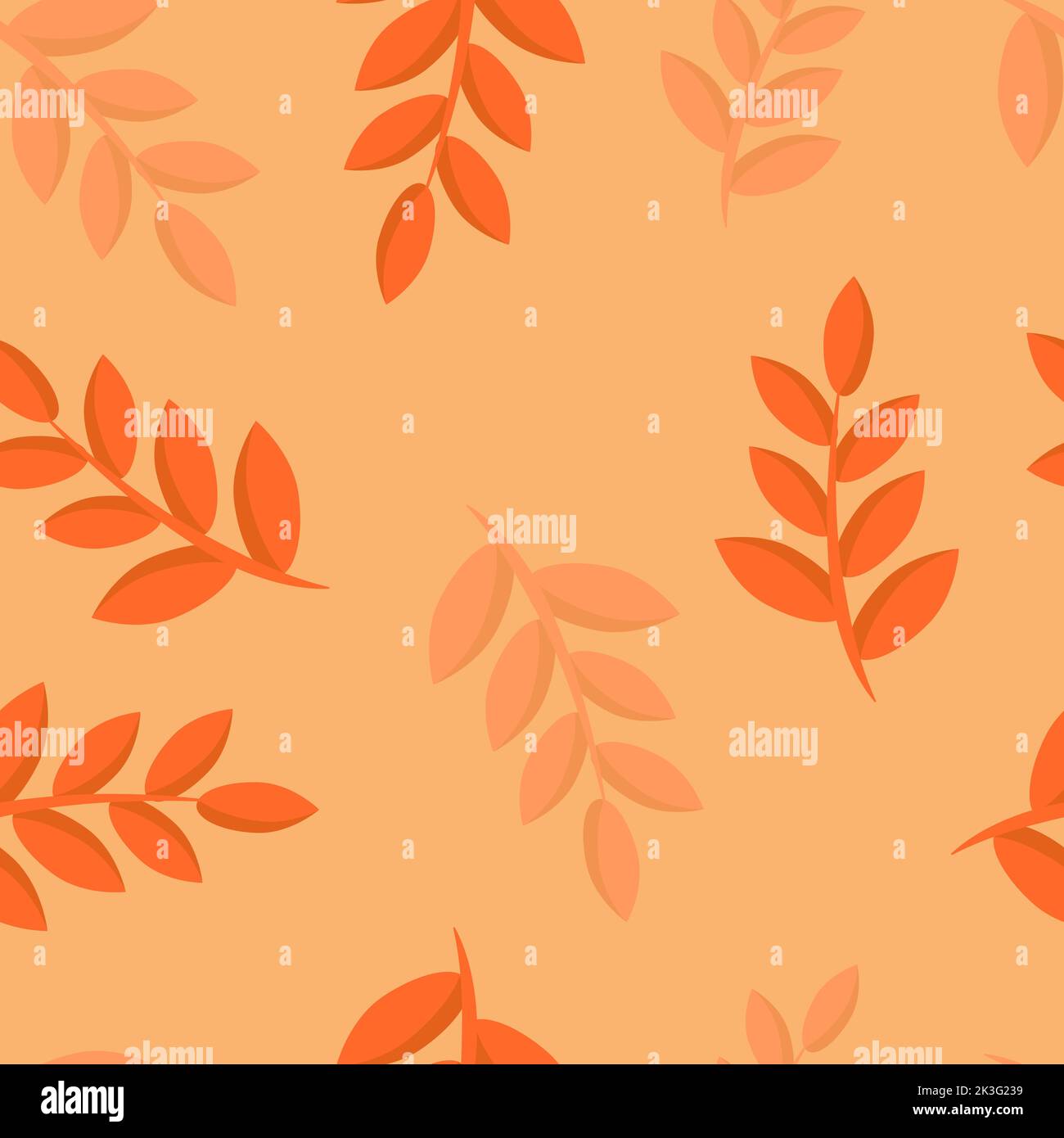 orange stylized leaf pattern. Vector illustration, leaf background ...