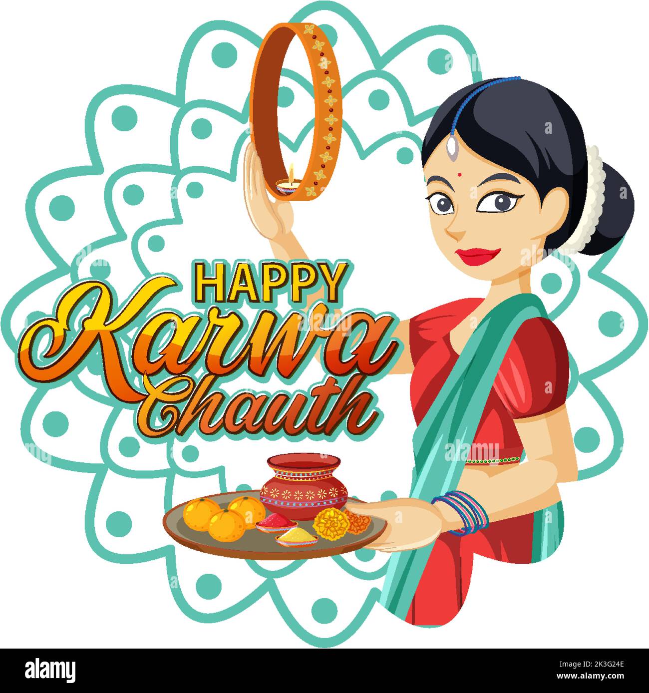 Happy Karwa Chauth Text Design Illustration Stock Vector Image And Art