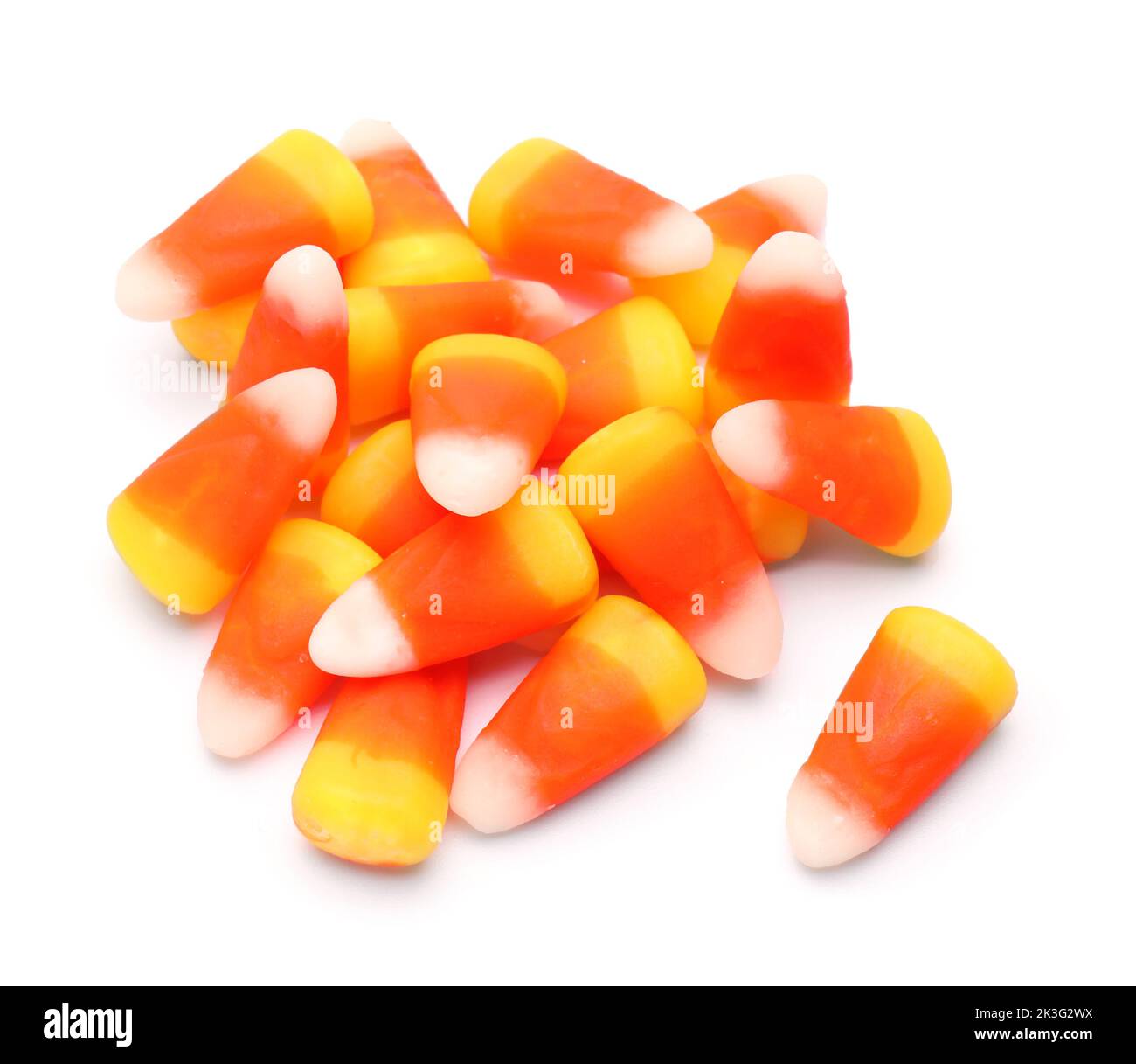 Halloween candy corns on white background Stock Photo - Alamy