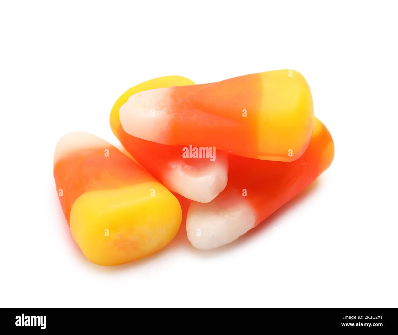 Halloween candy corns on white background Stock Photo - Alamy