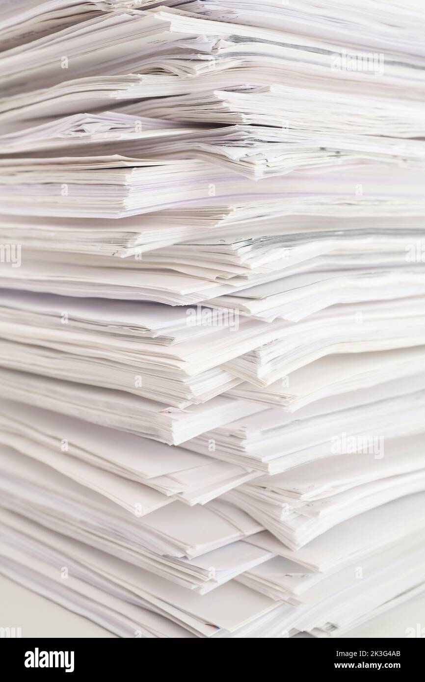 Stacked white paper sheet office documents Stock Photo - Alamy