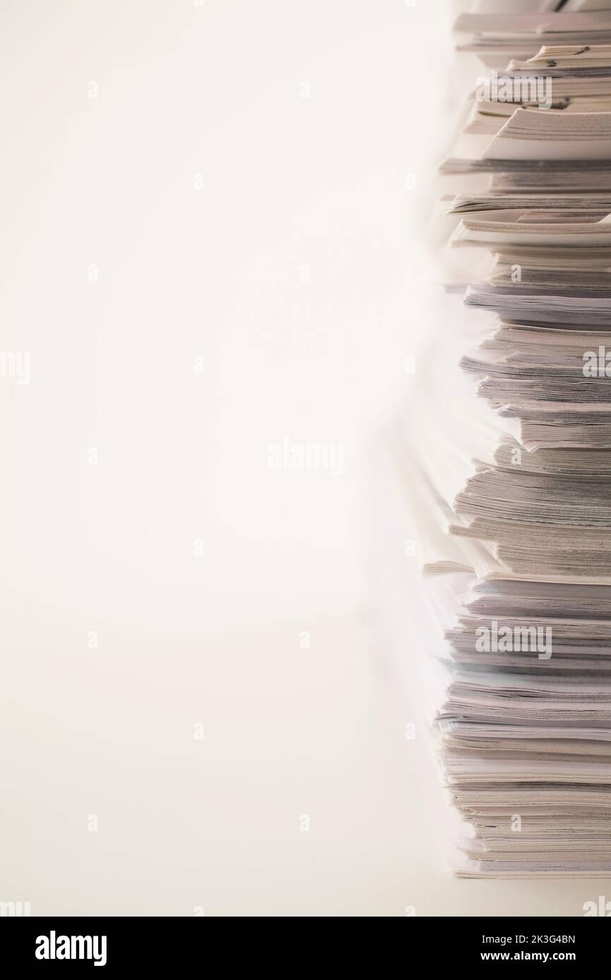 Stacked white paper sheet office documents on white background Stock ...