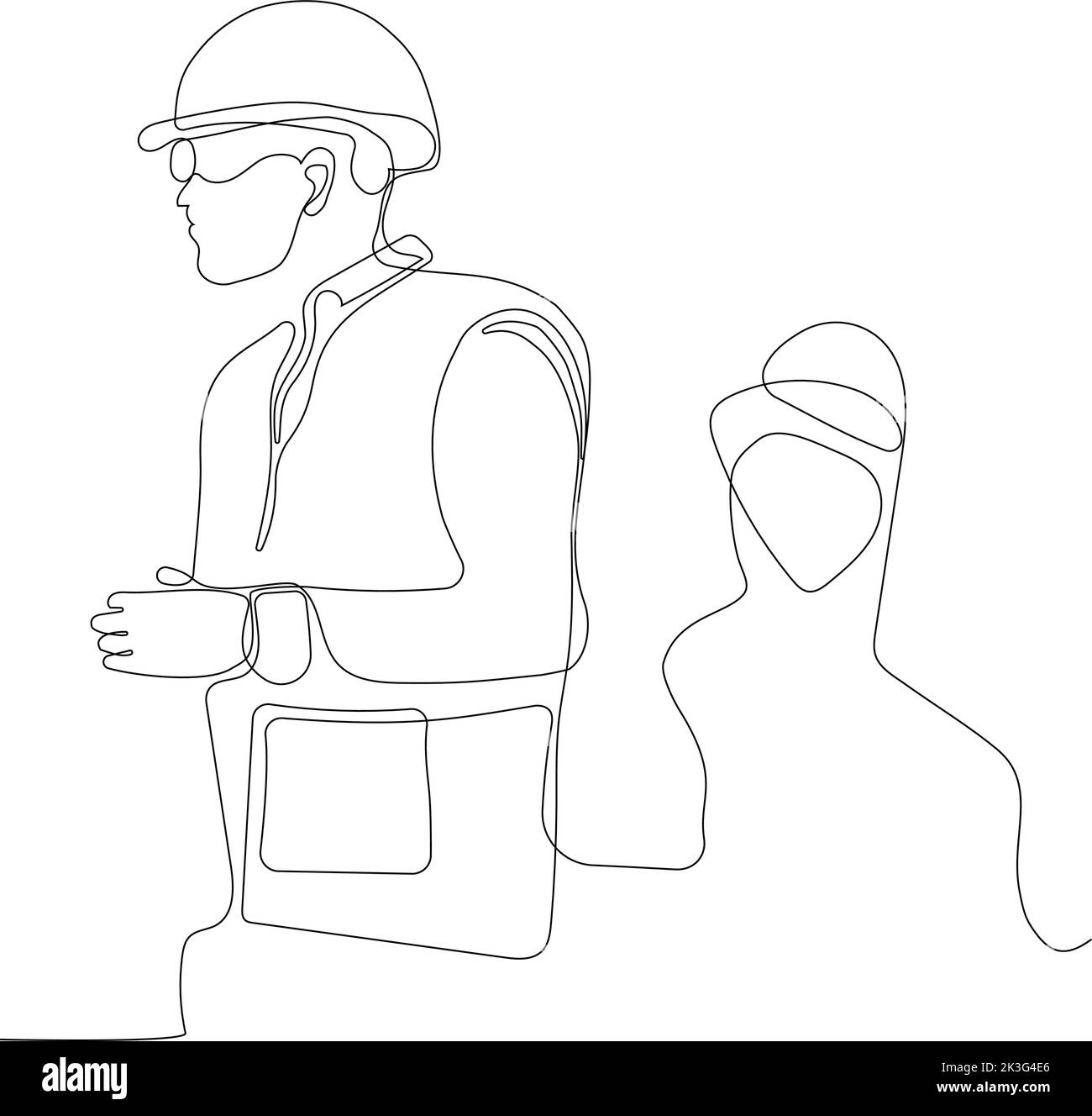construction manager and engineer working on building site. Vector ...