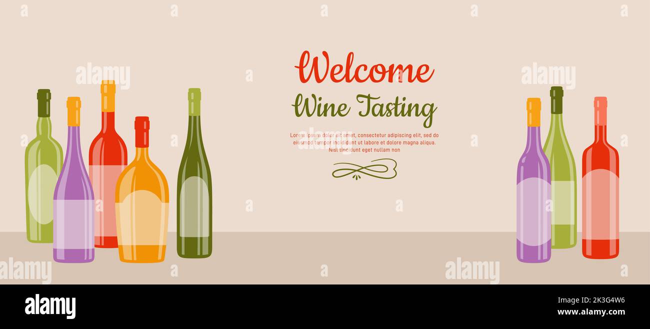 Banner welcome wine tasting party. Vintage advertisement poster card ...