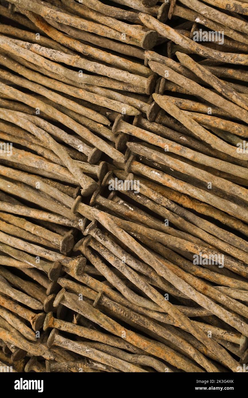 Old rusted steel spiral nails Stock Photo - Alamy