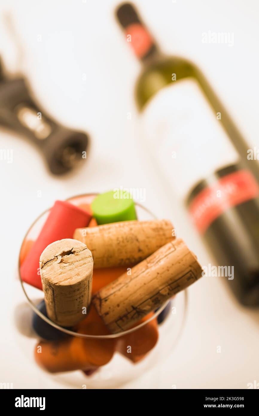 Wine glass filled wine corks hi-res stock photography and images - Alamy