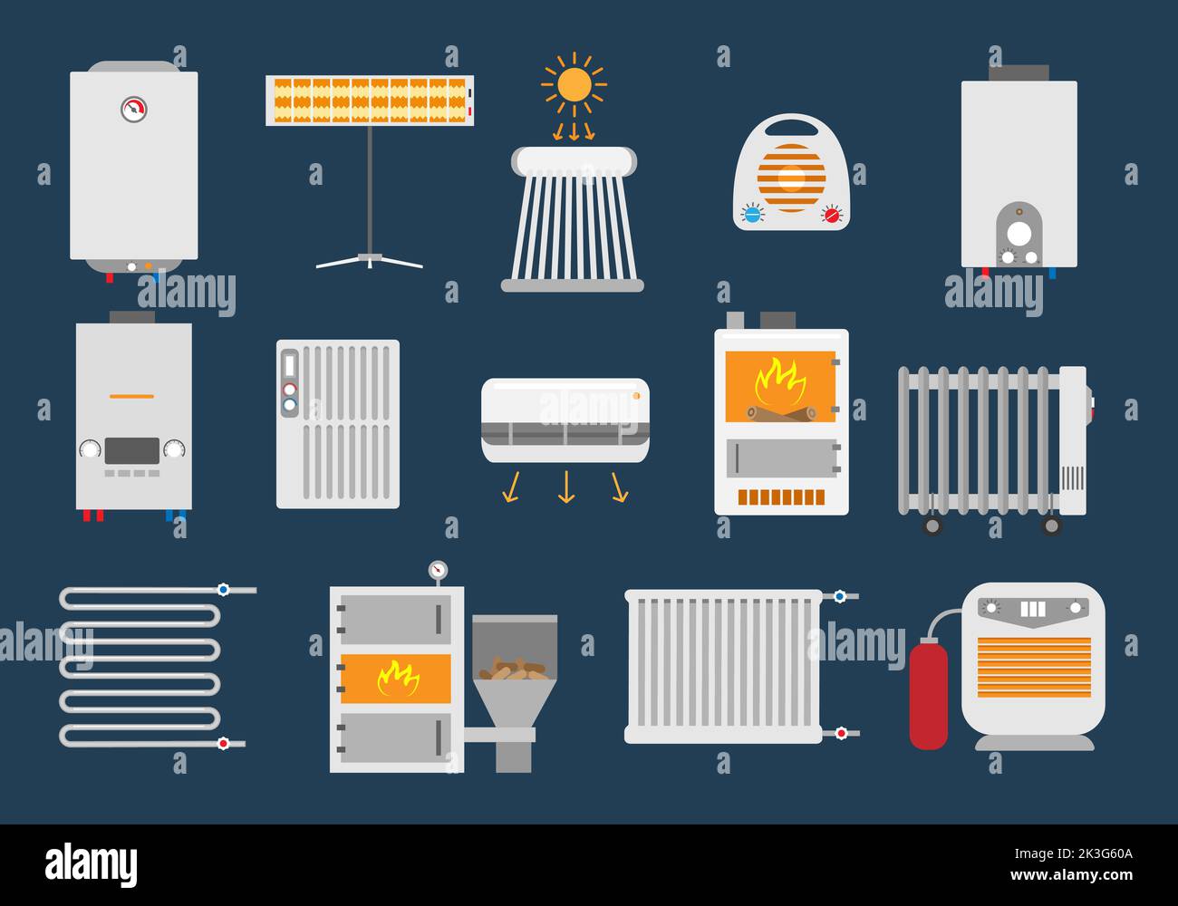 Fireplace fire water heater heating hi-res stock photography and images ...