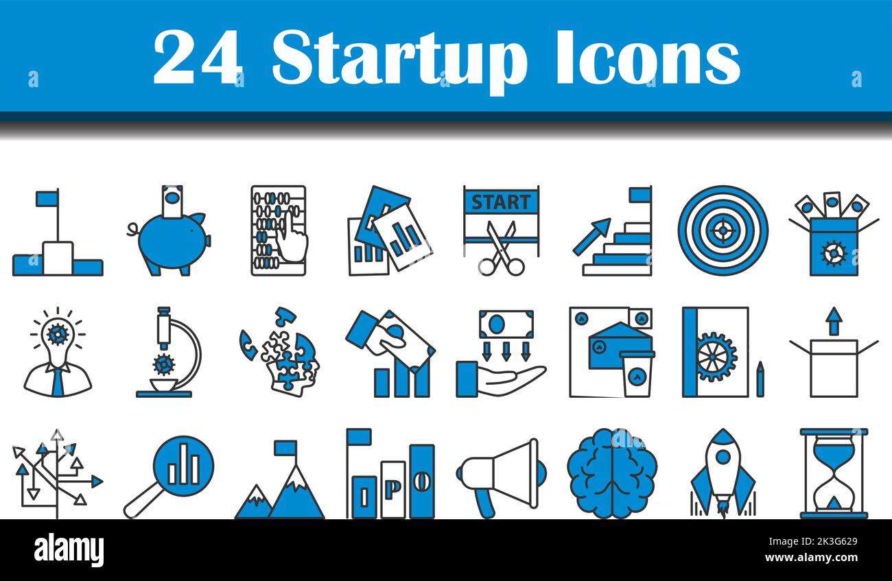 Startup Icon Set. Editable Bold Outline With Color Fill Design. Vector ...