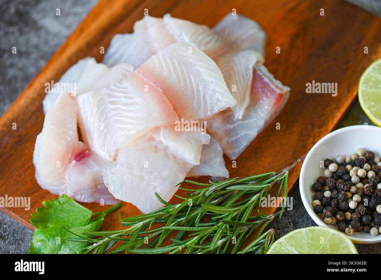 fresh raw pangasius fish fillet with, meat dolly fish tilapia striped ...
