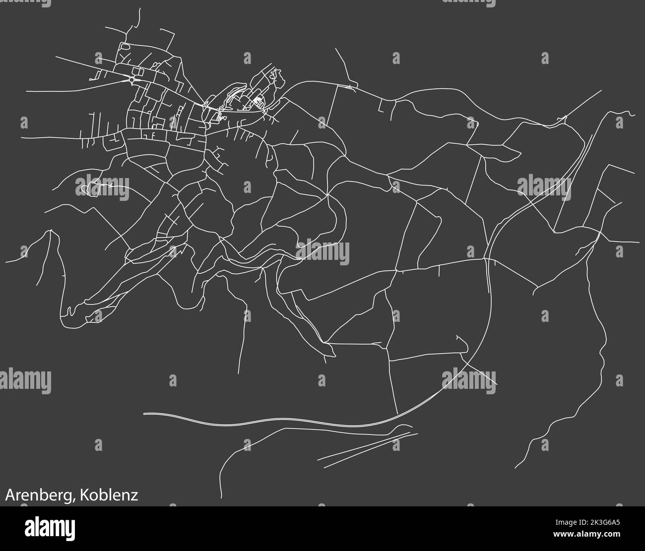 Street roads map of the ARENBERG QUARTER, KOBLENZ Stock Vector Image ...
