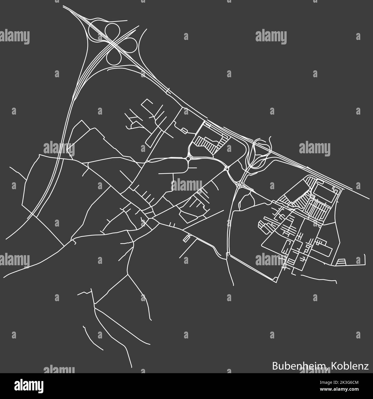 Street roads map of the BUBENHEIM QUARTER, KOBLENZ Stock Vector Image ...