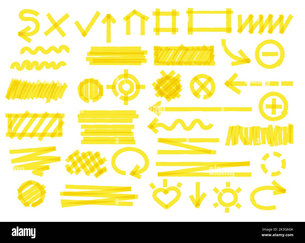 Highlight underline brush yellow Cut Out Stock Images & Pictures - Alamy