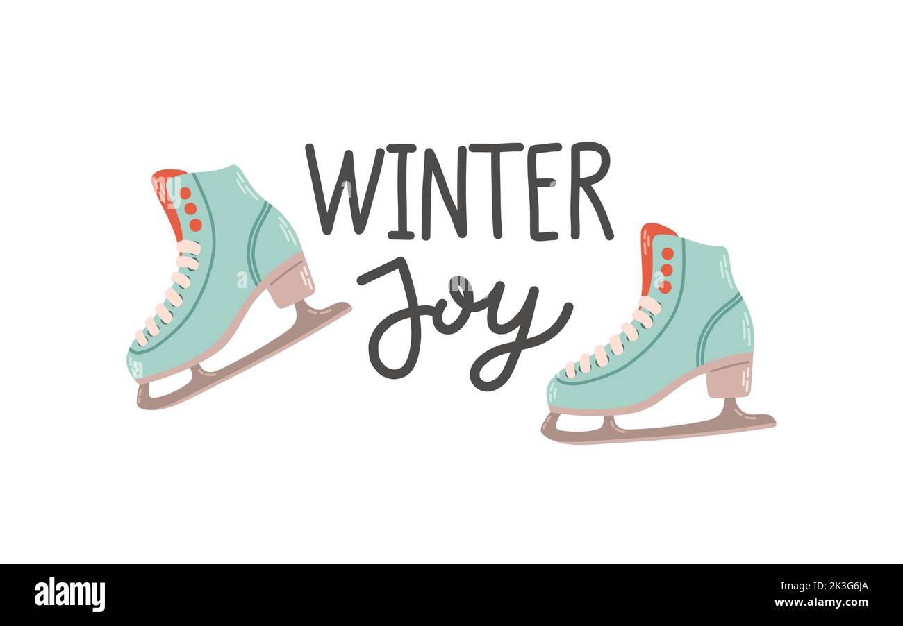 Figure skating skates lettering flat design vector Stock Vector Image ...