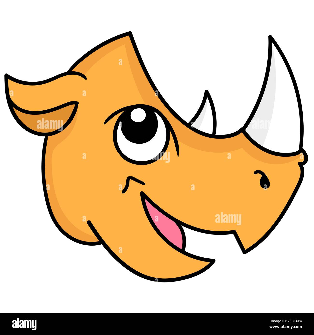 A vector illustration of cartoon rhino isolated on a white background ...
