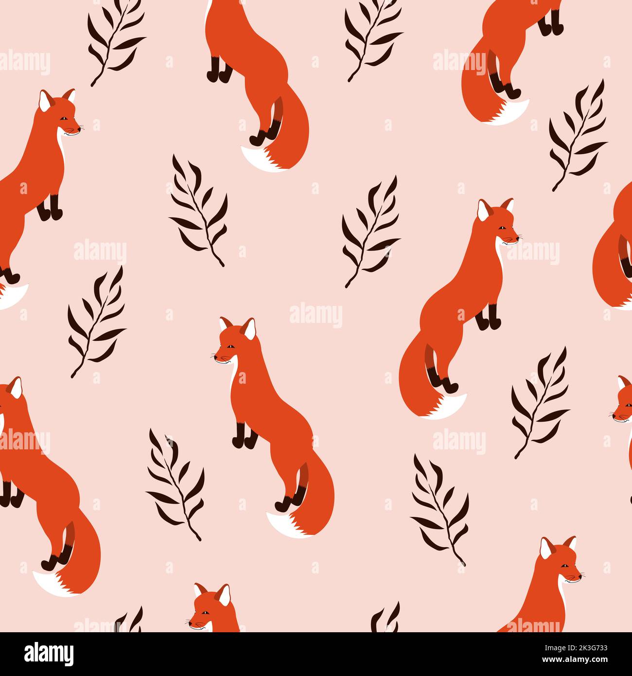 Seamless cute fox pattern. Vector illustration Stock Vector Image & Art ...