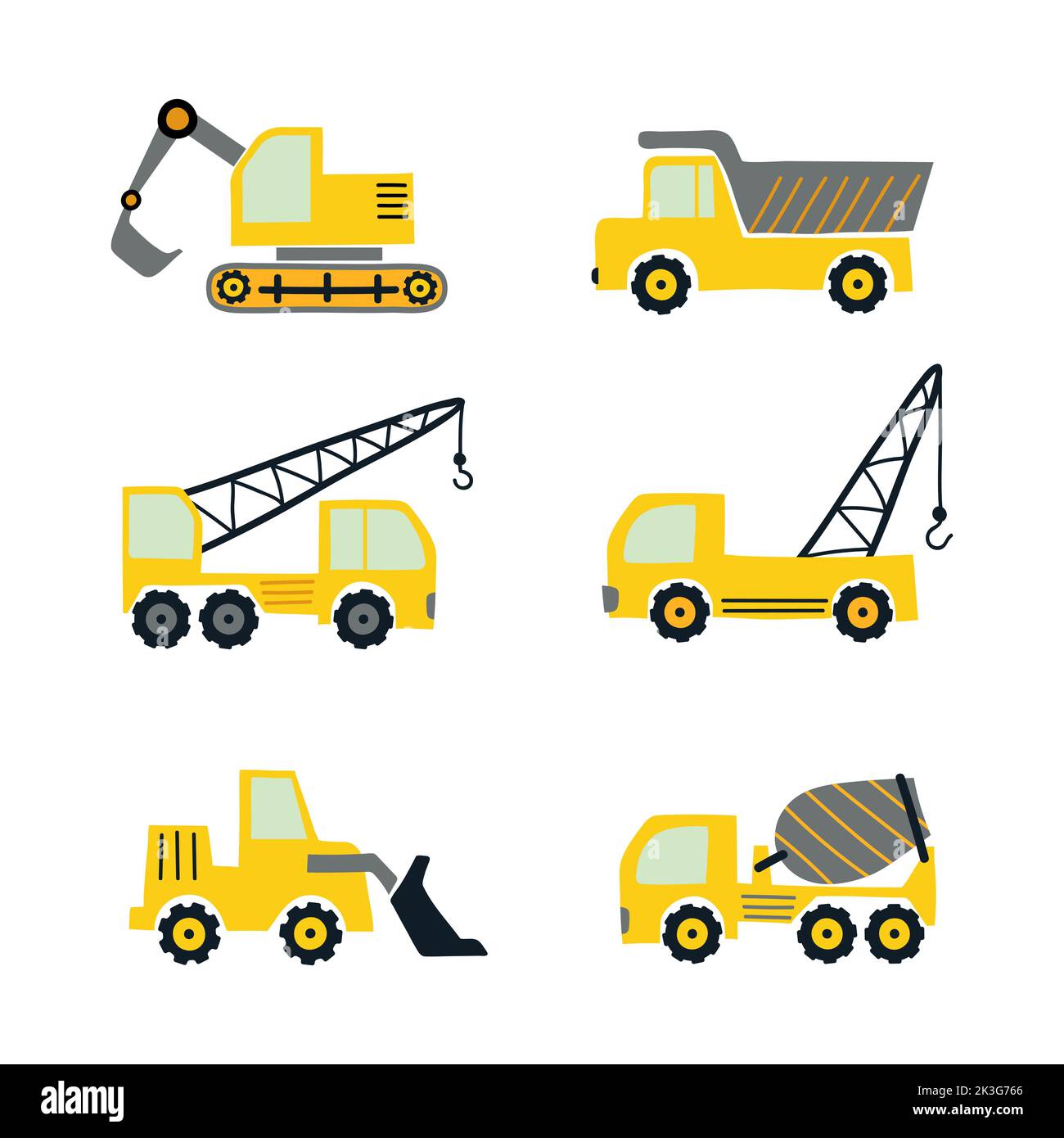 Cartoon constructions truck set. Vector machine illustration for kids ...