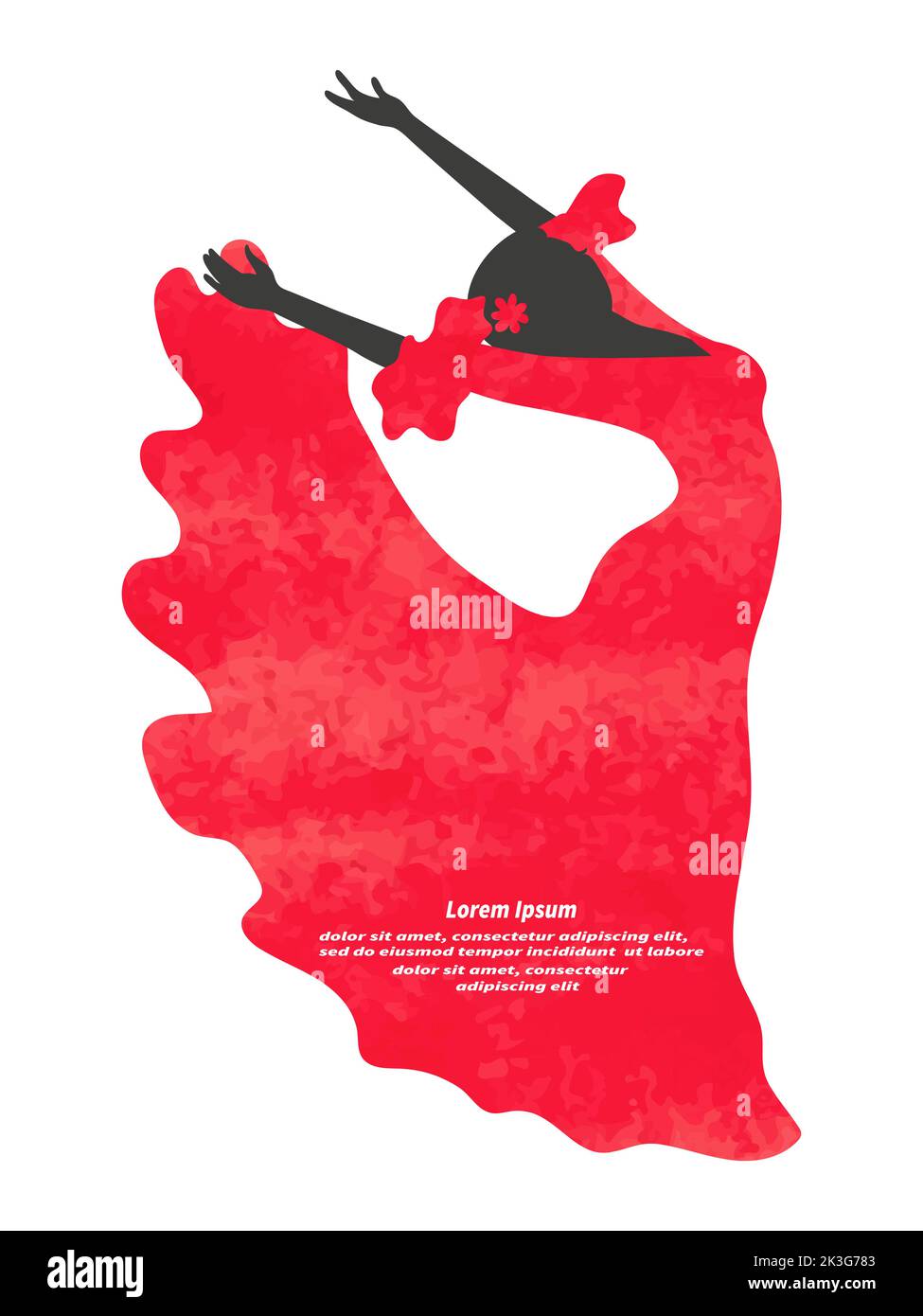 Watercolor Flamenco Dancer vector illustration. Spanish woman in red ...