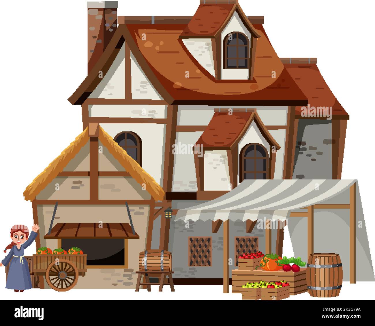 Medieval historical building in cartoon style illustration Stock Vector ...