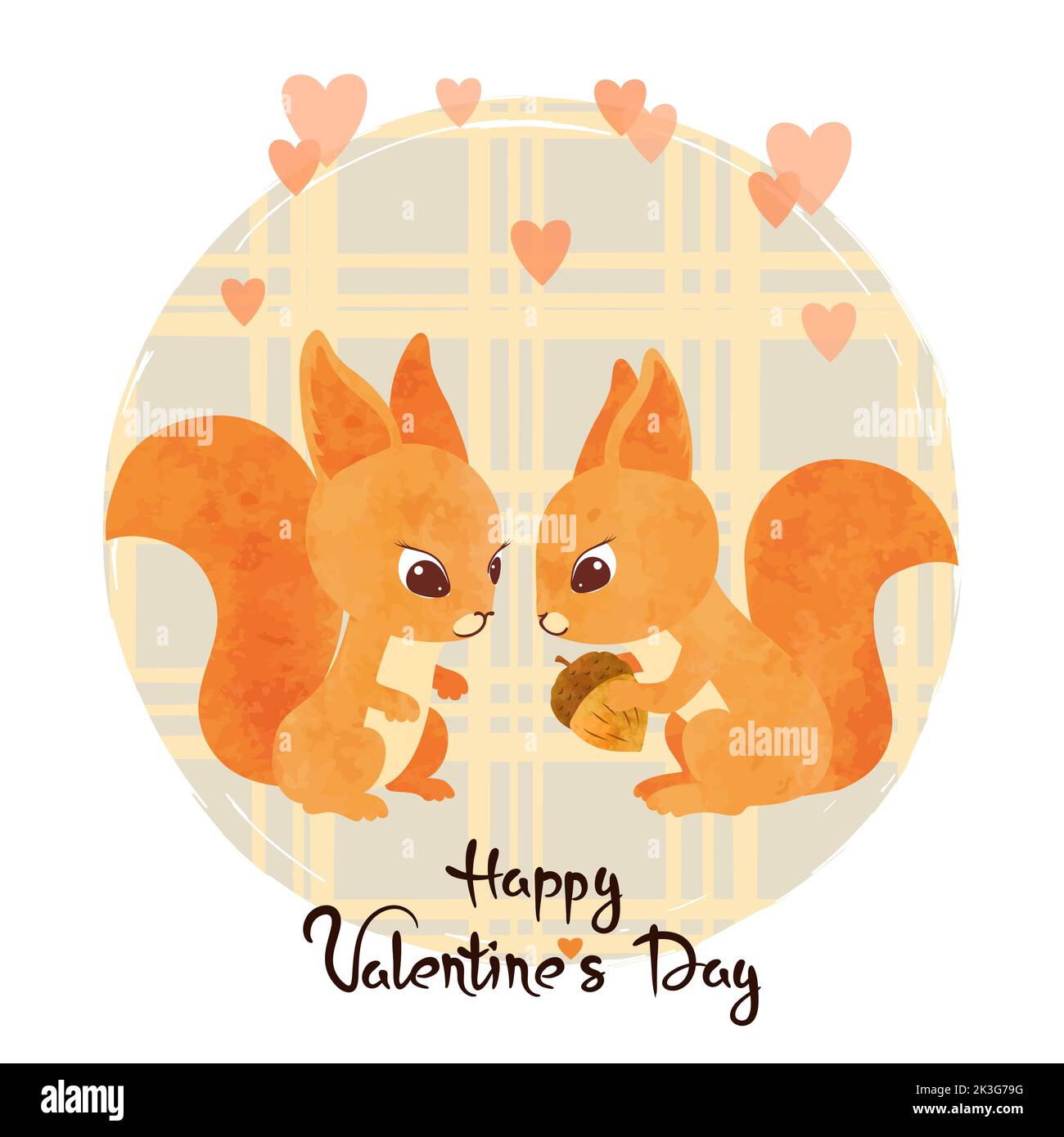 Cute cartoon squirrels in love. Valentine's day card design Stock ...