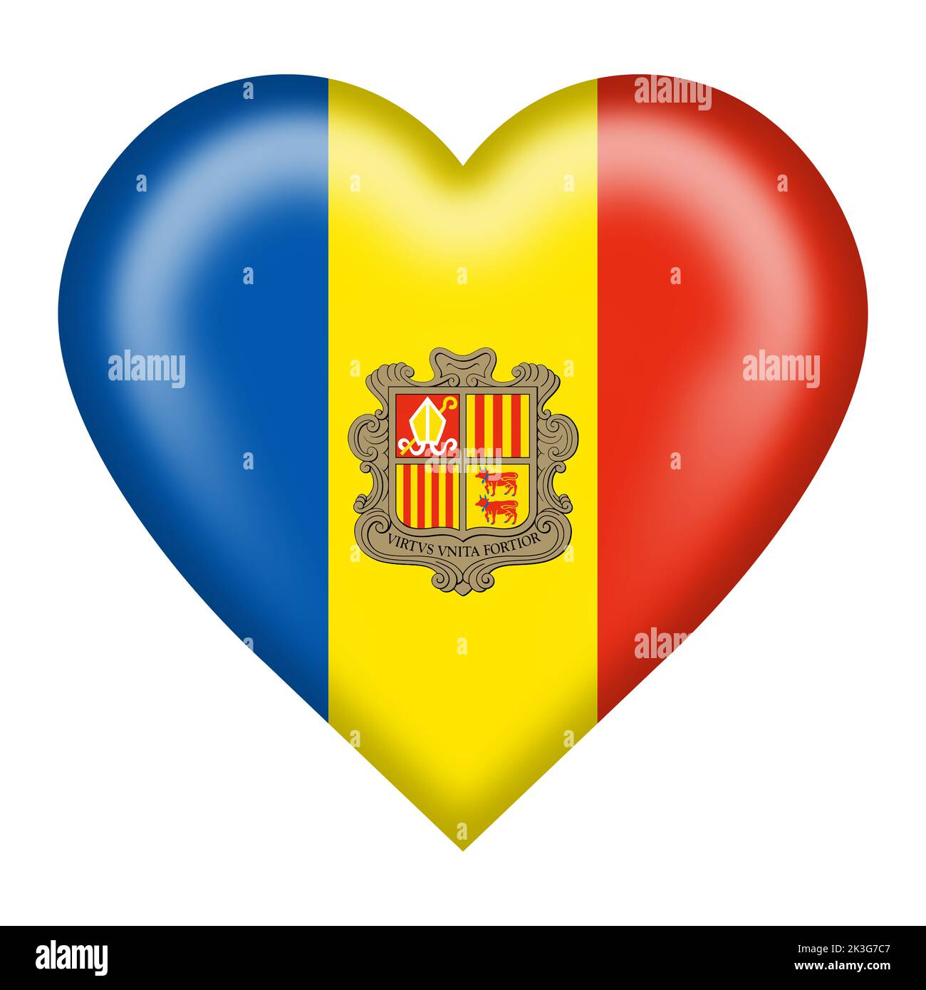 Andorra flag heart button isolated on white with clipping path Stock ...