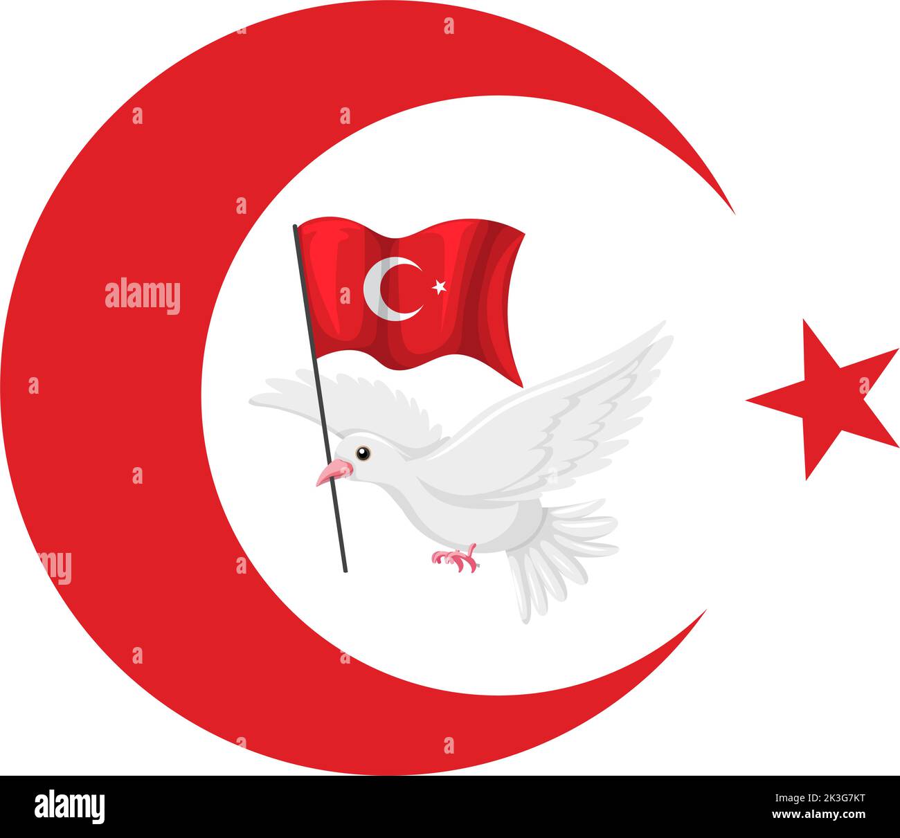 Flag of Turkey with crescent moon and star illustration Stock Vector ...