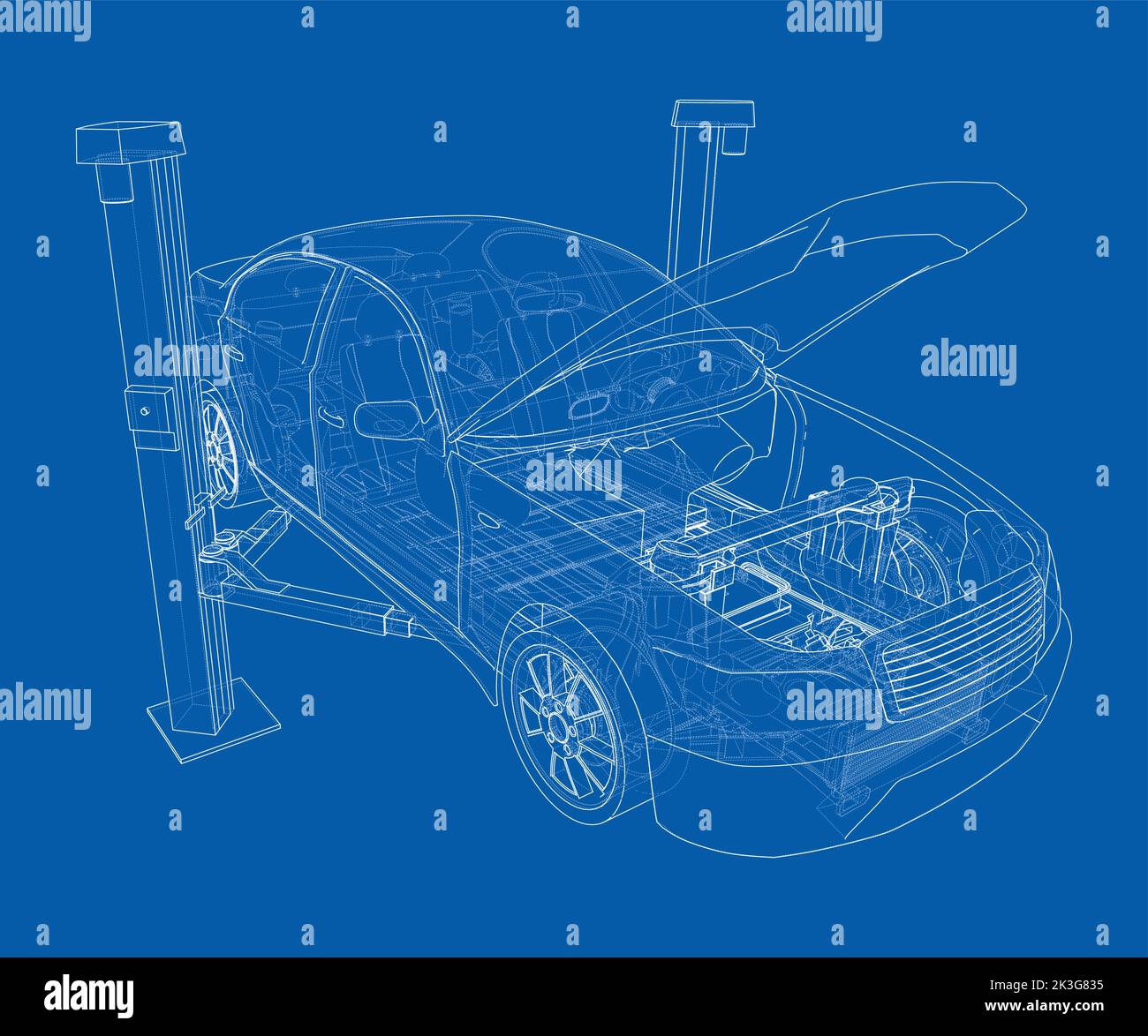 Car lift stand tower with car. Vector Stock Vector Image & Art - Alamy