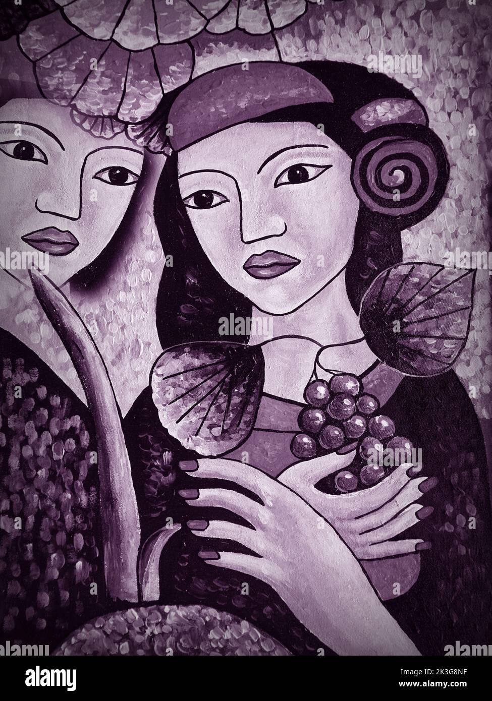 oil painting purple abstract color girl , geometric shapes Stock Photo ...