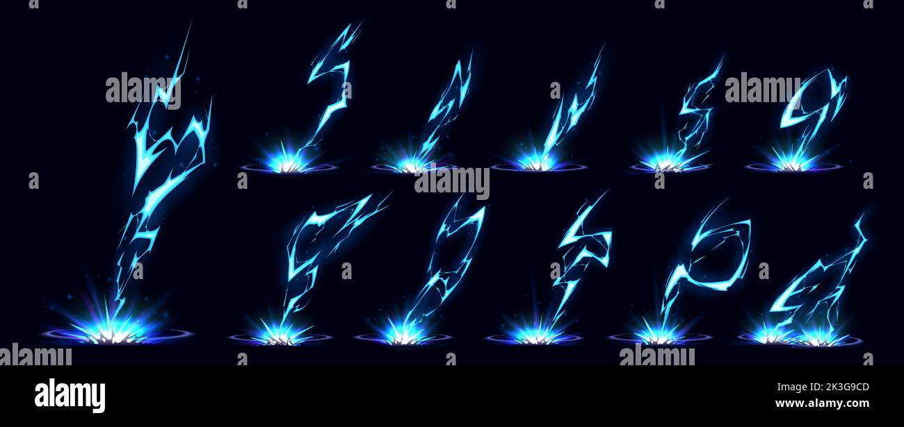 Lightning bolt hit into ground vfx effect. Blue electric or magic ... Lightning bolt hit into ground vfx effect. Blue electric or magic ...