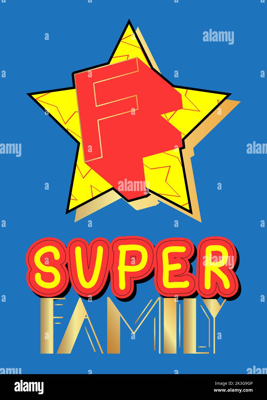 Superhero coat of arms showing Family icon. Colorful comic book style ...
