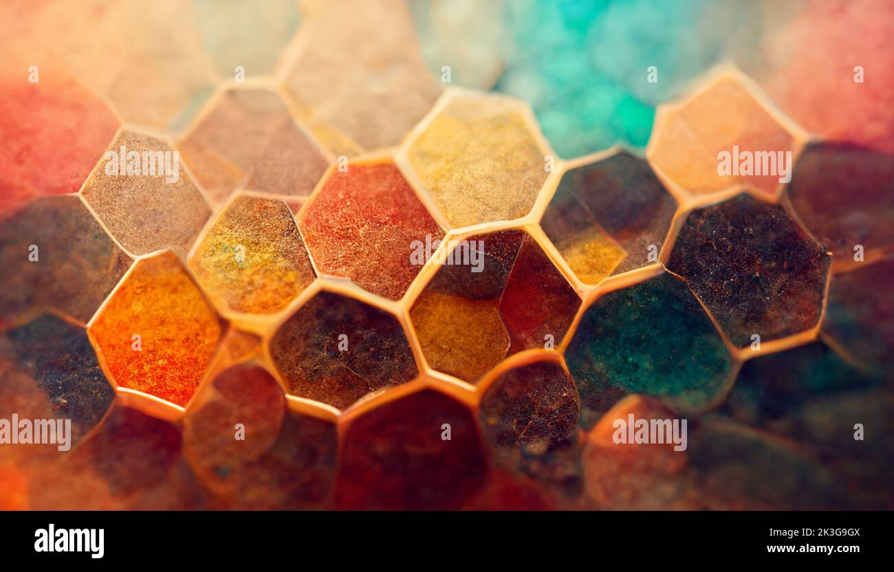 A 3D abstract honeycomb pattern color gradient background illustration ...