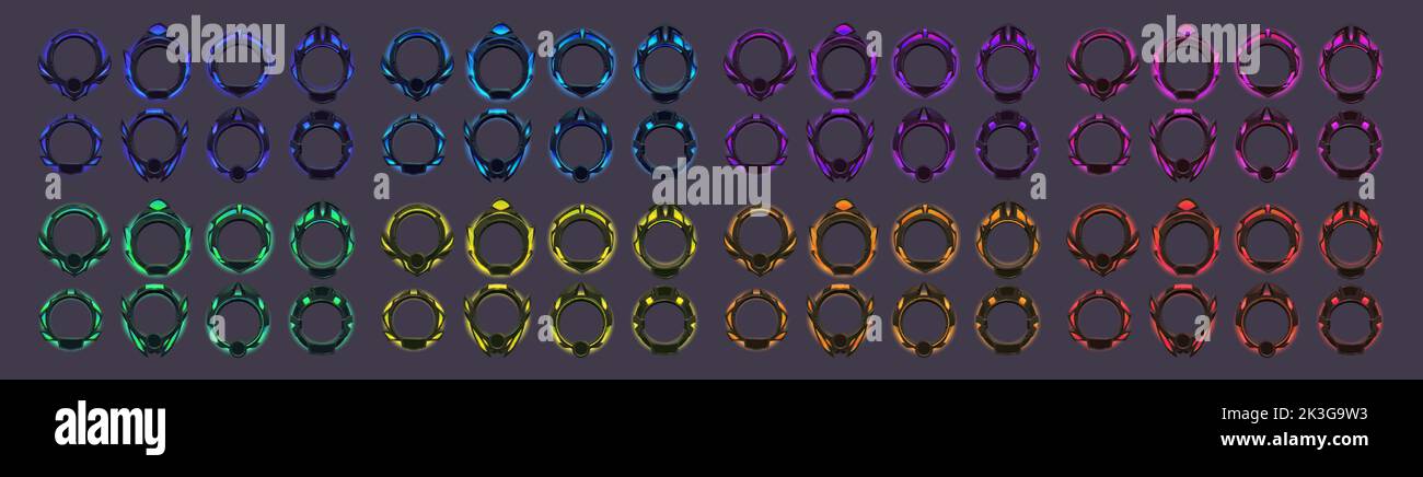 Neon avatar frames, futuristic glowing ski-fi borders, space hud round ...