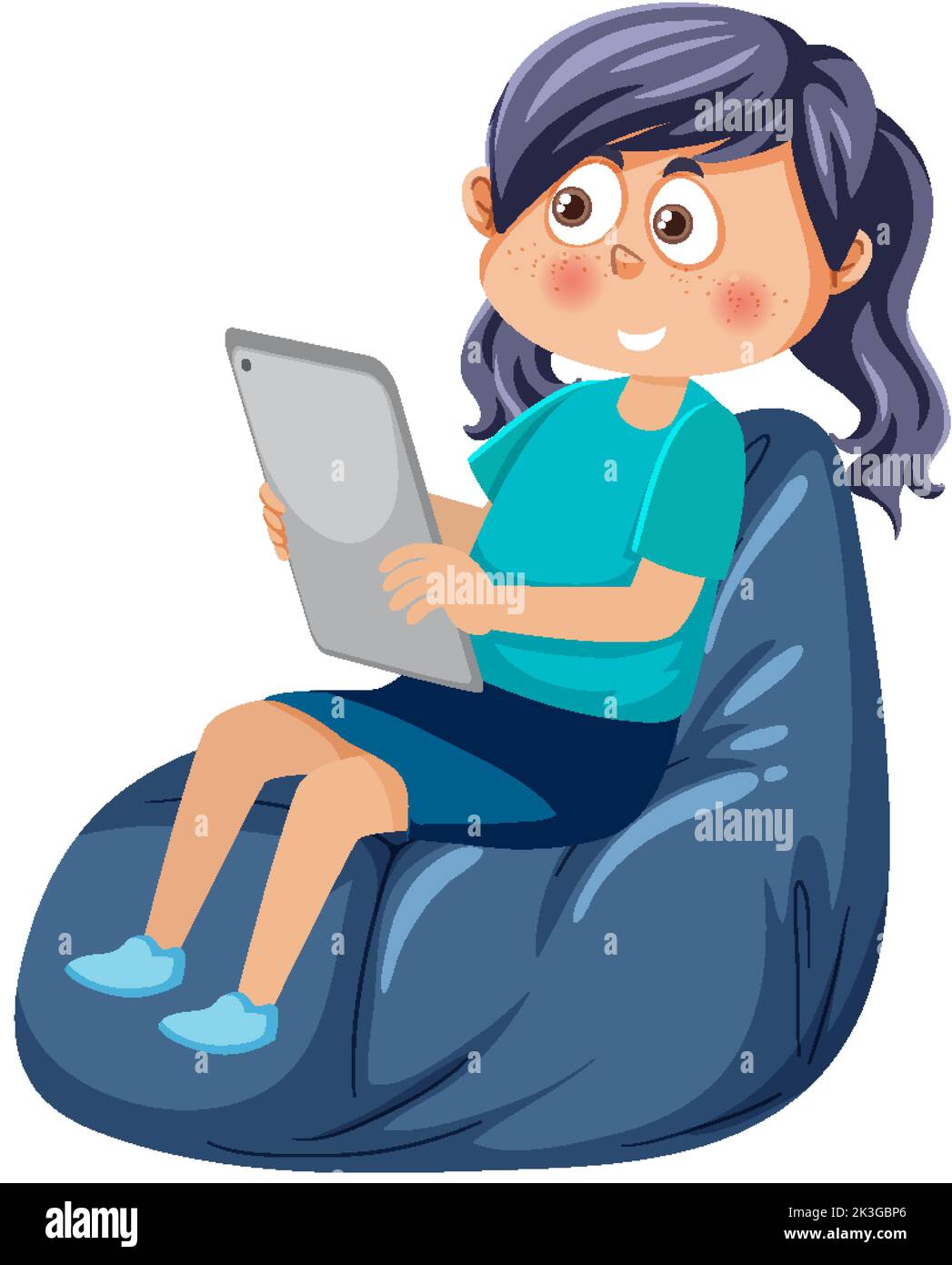 A girl using tablet illustration Stock Vector Image & Art - Alamy
