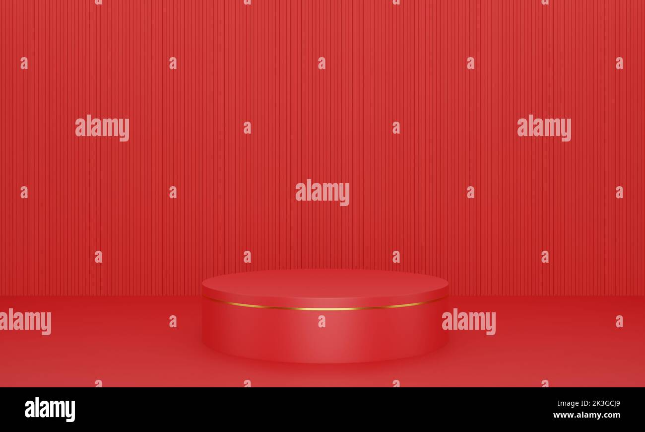 red podium with showcase in the studio room.3d rendering Stock Photo ...