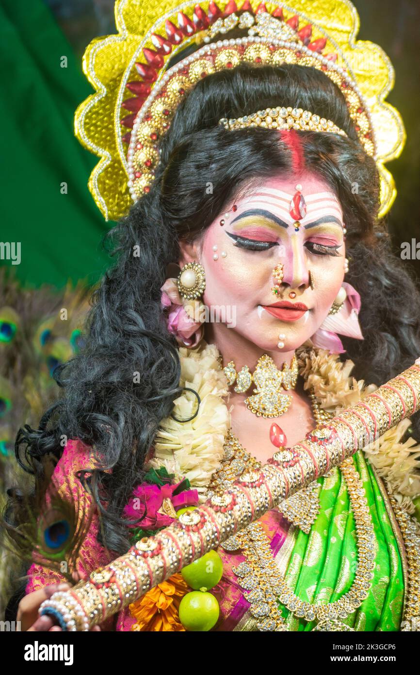 Agomoni concept photo shoot,Woman face with perfect makeup like goddess ...