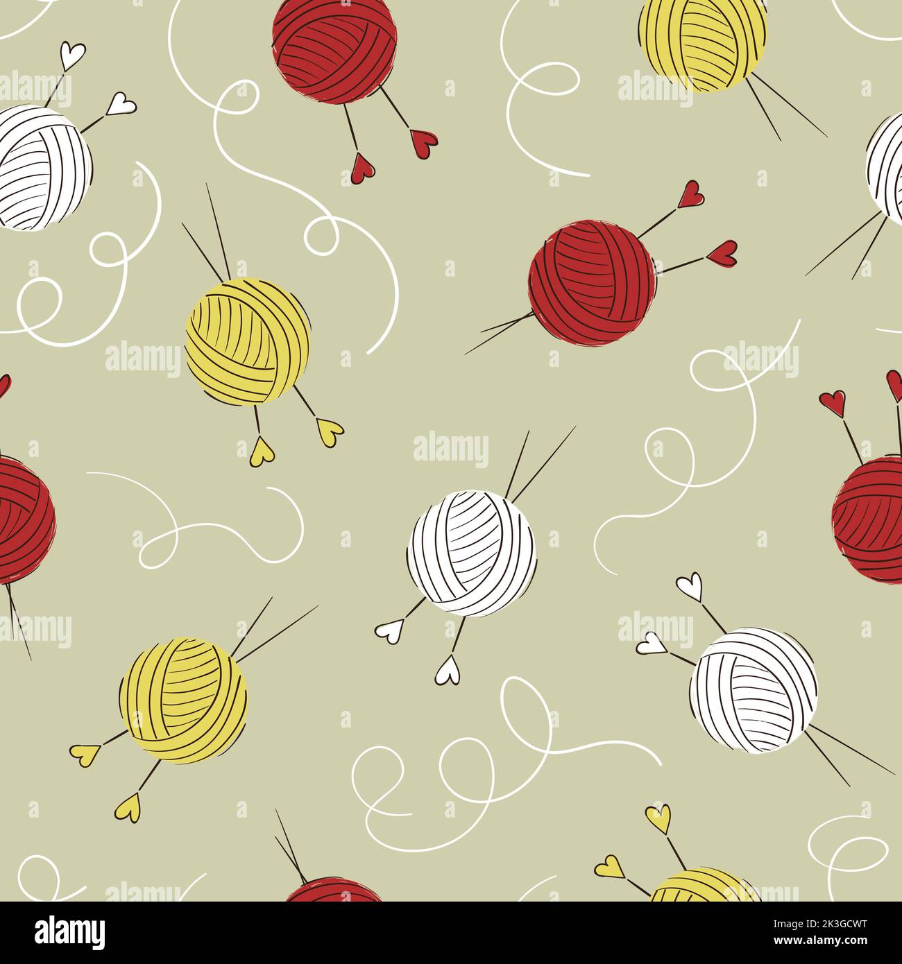 Seamless knitting pattern with balls of yarn and needles Stock Vector ...
